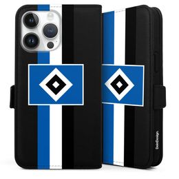 DeinDesign iPhone 14 Pro Max Handy Klapph&uuml;lle Handyh&uuml;lle aus Kunst Leder schwarz Flip Case Transparent Hamburger Sv Hsv Sideflip mit Lasche