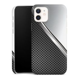 DeinDesign iPhone 12 Handy Premium Case Smartphone Handyh&uuml;lle Schutzh&uuml;lle matt Steel Metall Carbon Premium Case