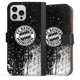 DeinDesign iPhone 13 Pro Max Handy Klapph&uuml;lle Handyh&uuml;lle aus Kunst Leder schwarz Flip Case Official Licensed Product Fcb Fc Bayern M&uuml;nchen Sideflip mit langer 