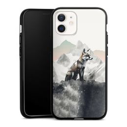 DeinDesign iPhone 12 mini Handy Silikon H&uuml;lle Case schwarz Handyh&uuml;lle Nature Mountain Fox