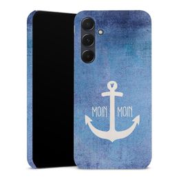 DeinDesign Galaxy A55 5G Handy Premium Case Smartphone Handyh&uuml;lle Schutzh&uuml;lle matt Anchor Maritim Blue Premium Case