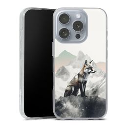 DeinDesign iPhone 16 Pro Handy Silikon H&uuml;lle Case transparent Handyh&uuml;lle Nature Mountain Fox Silikon Case