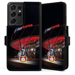 DeinDesign Galaxy S21 Ultra 5G Handy Klapph&uuml;lle Handyh&uuml;lle aus Kunst Leder schwarz Flip Case Official Licensed Product Bayer 04 Leverkusen Stadium Sideflip mit 