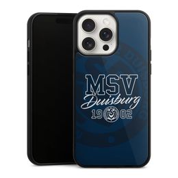 DeinDesign iPhone 15 Pro Max Handy Gallery Case Handyh&uuml;lle 9H Geh&auml;rtetes Glas R&uuml;ckseite H&uuml;lle Soccer Merchandise Msv Duisburg Gallery Case