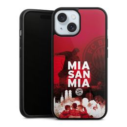 DeinDesign iPhone 15 Handy Gallery Case Handyh&uuml;lle 9H Geh&auml;rtetes Glas R&uuml;ckseite H&uuml;lle Mia San Mia Fcb Fc Bayern M&uuml;nchen Gallery Case