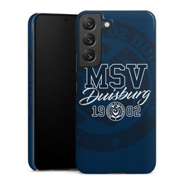 DeinDesign Galaxy S22 Handy Premium Case Smartphone Handyh&uuml;lle Schutzh&uuml;lle gl&auml;nzend Soccer Merchandise Msv Duisburg Premium Case