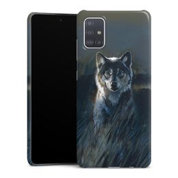 DeinDesign Galaxy A51 Handy Premium Case Smartphone Handyh&uuml;lle Schutzh&uuml;lle gl&auml;nzend Wolf Painting Nature Premium Case