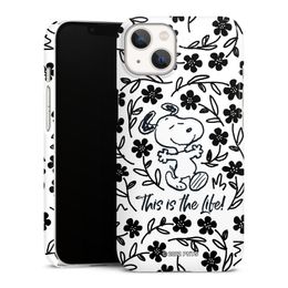 DeinDesign iPhone 13 Handy Premium Case Smartphone Handyh&uuml;lle Schutzh&uuml;lle gl&auml;nzend Peanuts Flowers Snoopy Premium Case