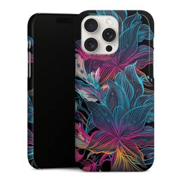 DeinDesign iPhone 15 Pro Max Handy Premium Case Smartphone Handyh&uuml;lle Schutzh&uuml;lle gl&auml;nzend Colourful Flowers Neon Premium Case