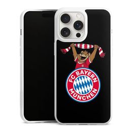 DeinDesign iPhone 15 Pro Max Handy Silikon H&uuml;lle Case wei&szlig; Handyh&uuml;lle Bernie Official Licensed Product Fc Bayern M&uuml;nchen Silikon Case