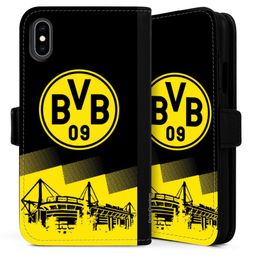 DeinDesign iPhone X Handy Klapph&uuml;lle Handyh&uuml;lle aus Kunst Leder schwarz Flip Case Borussia Dortmund Stadium Bvb Sideflip mit langer Lasche