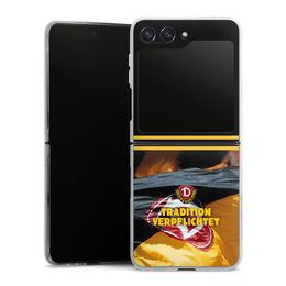 DeinDesign Galaxy Z Flip 5 Handy Hard Case Schutzh&uuml;lle transparent Smartphone Handy H&uuml;lle Sg Dynamo Dresden Merchandise Sgd Hard Case