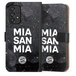 DeinDesign Galaxy A33 5G Handy Klapph&uuml;lle Handyh&uuml;lle aus Kunst Leder schwarz Flip Case Fc Bayern M&uuml;nchen Girl Style Mia San Mia Sideflip mit langer Lasche