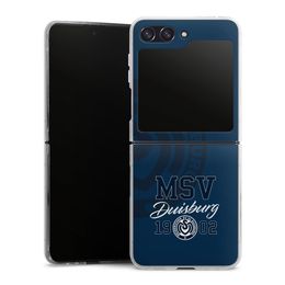 DeinDesign Galaxy Z Flip 5 Handy Hard Case Schutzh&uuml;lle transparent Smartphone Handy H&uuml;lle Msv Duisburg Merchandise Soccer Hard Case