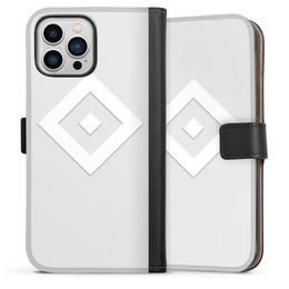 DeinDesign iPhone 13 Pro Max Handy Klapph&uuml;lle Handyh&uuml;lle aus Kunst Leder schwarz Flip Case Hsv Hamburger Sv Coat Of Arms Sideflip mit langer Lasche