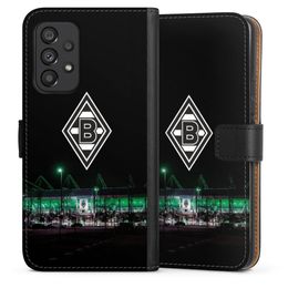 DeinDesign Galaxy A53 5G Handy Klapph&uuml;lle Handyh&uuml;lle aus Kunst Leder schwarz Flip Case Borussia M&ouml;nchengladbach Stadium Official Licensed Product Sideflip mit 