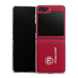 DeinDesign Galaxy Z Flip 5 Handy Hard Case Schutzh&uuml;lle transparent Smartphone Handy H&uuml;lle Lettering F95 Fortuna D&uuml;sseldorf Hard Case