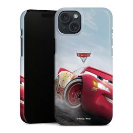 DeinDesign iPhone 15 Plus Handy Premium Case Smartphone Handyh&uuml;lle Schutzh&uuml;lle gl&auml;nzend Lightning Mcqueen 95 Official Licensed Product Cars Premium Case