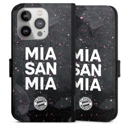 DeinDesign iPhone 14 Pro Handy Klapph&uuml;lle Handyh&uuml;lle aus Kunst Leder schwarz Flip Case Mia San Mia Girl Style Fc Bayern M&uuml;nchen Sideflip mit langer Lasche
