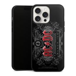 DeinDesign iPhone 15 Pro Max Handy Gallery Case Handyh&uuml;lle 9H Geh&auml;rtetes Glas R&uuml;ckseite H&uuml;lle Merchandise Black Ice Acdc Gallery Case