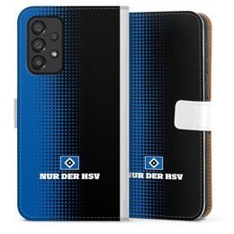 DeinDesign Galaxy A33 5G Handy Klapph&uuml;lle Handyh&uuml;lle aus Kunst Leder wei&szlig; Flip Case Logo Official Licensed Product Hsv Sideflip mit Lasche