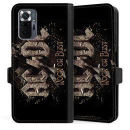 DeinDesign Xiaomi Redmi Note 10 Pro Handy Klapph&uuml;lle Handyh&uuml;lle aus Kunst Leder schwarz Flip Case Rock Or Bust Official Licensed Product Acdc Sideflip mit langer