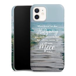 DeinDesign iPhone 12 Handy Premium Case Smartphone Handyh&uuml;lle Schutzh&uuml;lle matt Statement Beach Spruch Premium Case
