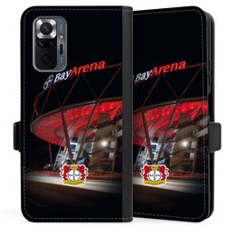DeinDesign Xiaomi Redmi Note 10 Pro Handy Klapph&uuml;lle Handyh&uuml;lle aus Kunst Leder schwarz Flip Case Official Licensed Product Bayer 04 Leverkusen Stadium Sideflip 