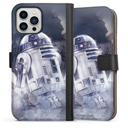 DeinDesign iPhone 13 Pro Max Handy Klapph&uuml;lle Handyh&uuml;lle aus Kunst Leder schwarz Flip Case Robot Merchandise Star Wars Sideflip mit langer Lasche