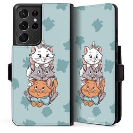 DeinDesign Galaxy S21 Ultra 5G Handy Klapph&uuml;lle Handyh&uuml;lle aus Kunst Leder schwarz Flip Case Disney Aristocats Cat Sideflip mit Lasche
