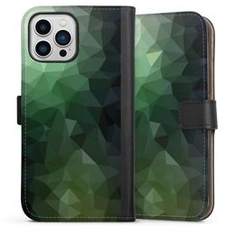 DeinDesign iPhone 13 Pro Max Handy Klapph&uuml;lle Handyh&uuml;lle aus Kunst Leder schwarz Flip Case Tarnmuster Geometric Mosaic Sideflip mit langer Lasche