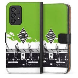 DeinDesign Galaxy A53 5G Handy Klapph&uuml;lle Handyh&uuml;lle aus Kunst Leder schwarz Flip Case Borussia M&ouml;nchengladbach Stadium Merchandise Sideflip mit langer Lasche