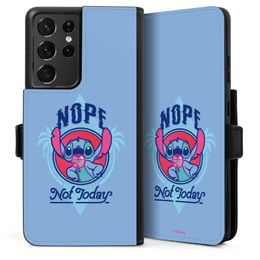 DeinDesign Galaxy S21 Ultra 5G Handy Klapph&uuml;lle Handyh&uuml;lle aus Kunst Leder schwarz Flip Case Disney Sayings Lilo & Stitch Sideflip mit Lasche