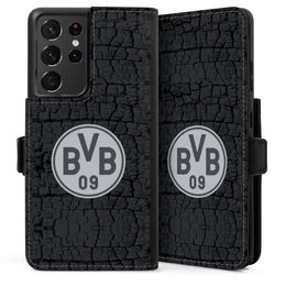 DeinDesign Galaxy S21 Ultra 5G Handy Klapph&uuml;lle Handyh&uuml;lle aus Kunst Leder schwarz Flip Case Jersey Borussia Dortmund Bvb Sideflip mit Lasche