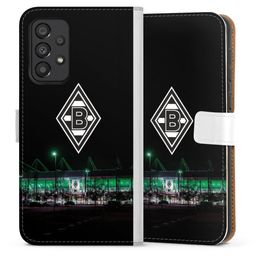 DeinDesign Galaxy A33 5G Handy Klapph&uuml;lle Handyh&uuml;lle aus Kunst Leder wei&szlig; Flip Case Borussia M&ouml;nchengladbach Stadium Official Licensed Product Sideflip mit 
