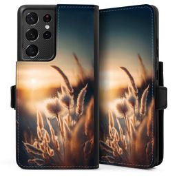 DeinDesign Galaxy S21 Ultra 5G Handy Klapph&uuml;lle Handyh&uuml;lle aus Kunst Leder schwarz Flip Case Sun Pampasgras Nature Sideflip mit Lasche