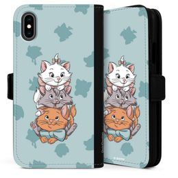 DeinDesign iPhone X Handy Klapph&uuml;lle Handyh&uuml;lle aus Kunst Leder schwarz Flip Case Disney Aristocats Cat Sideflip mit langer Lasche
