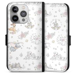 DeinDesign iPhone 14 Pro Handy Klapph&uuml;lle Handyh&uuml;lle aus Kunst Leder schwarz Flip Case Disney Dumbo Bambi Sideflip mit langer Lasche