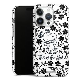 DeinDesign iPhone 14 Pro Handy Premium Case Smartphone Handyh&uuml;lle Schutzh&uuml;lle matt Peanuts Flowers Snoopy Premium Case