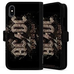 DeinDesign iPhone X Handy Klapph&uuml;lle Handyh&uuml;lle aus Kunst Leder schwarz Flip Case Rock Or Bust Official Licensed Product Acdc Sideflip mit langer Lasche