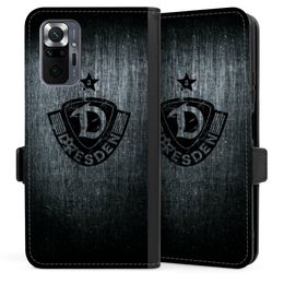 DeinDesign Xiaomi Redmi Note 10 Pro Handy Klapph&uuml;lle Handyh&uuml;lle aus Kunst Leder schwarz Flip Case Vintage Sg Dynamo Dresden Official Licensed Product Sideflip 