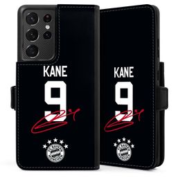 DeinDesign Galaxy S21 Ultra 5G Handy Klapph&uuml;lle Handyh&uuml;lle aus Kunst Leder schwarz Flip Case Fc Bayern M&uuml;nchen Harry Kane Jersey Sideflip mit Lasche