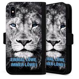DeinDesign iPhone X Handy Klapph&uuml;lle Handyh&uuml;lle aus Kunst Leder schwarz Flip Case Official Licensed Product Tsv 1860 M&uuml;nchen Lion Sideflip mit langer Lasche