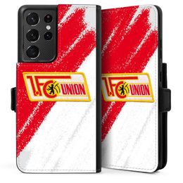 DeinDesign Galaxy S21 Ultra 5G Handy Klapph&uuml;lle Handyh&uuml;lle aus Kunst Leder schwarz Flip Case 1. Fc Union Berlin Logo Official Licensed Product Sideflip mit 
