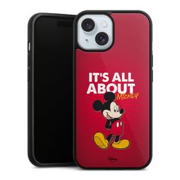 DeinDesign iPhone 15 Handy Gallery Case Handyh&uuml;lle 9H Geh&auml;rtetes Glas R&uuml;ckseite H&uuml;lle Disney Official Licensed Product Mouse Gallery Case