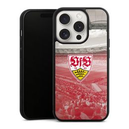 DeinDesign iPhone 15 Pro Handy Gallery Case Handyh&uuml;lle 9H Geh&auml;rtetes Glas R&uuml;ckseite H&uuml;lle Stadium Vfb Stuttgart Official Licensed Product Gallery Case