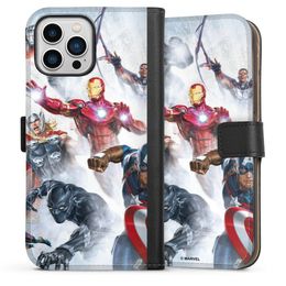 DeinDesign iPhone 13 Pro Max Handy Klapph&uuml;lle Handyh&uuml;lle aus Kunst Leder schwarz Flip Case Marvel Avengers Official Licensed Product Sideflip mit langer Lasche