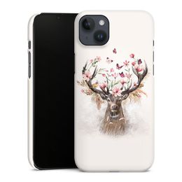 DeinDesign iPhone 14 Plus Handy Premium Case Smartphone Handyh&uuml;lle Schutzh&uuml;lle gl&auml;nzend Deer Flowers Animals Premium Case