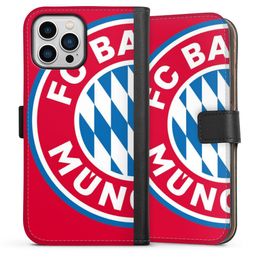 DeinDesign iPhone 13 Pro Max Handy Klapph&uuml;lle Handyh&uuml;lle aus Kunst Leder schwarz Flip Case Official Licensed Product Fcb Fc Bayern M&uuml;nchen Sideflip mit langer 