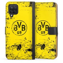 DeinDesign Galaxy A12 Handy Klapph&uuml;lle Handyh&uuml;lle aus Kunst Leder schwarz Flip Case Bvb Official Licensed Product Borussia Dortmund Sideflip mit langer Lasche